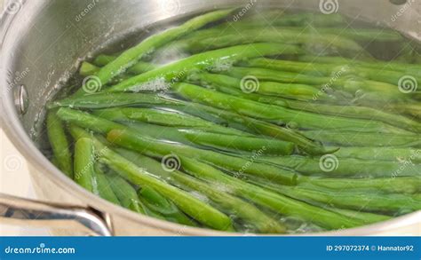Boiled Green Beans Close Up French Sting Beans Haricots Verts In A