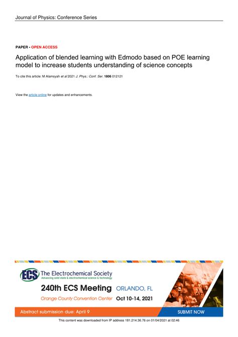 Pdf Application Of Blended Learning With Edmodo Based On Poe Learning Model To Increase