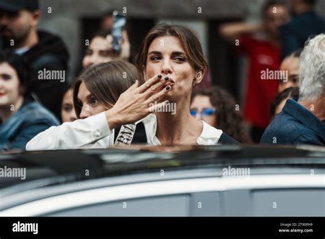 Elisabetta Canalis Outside Emporio Armani Show During Milan Fashion Week Womenswear Spring