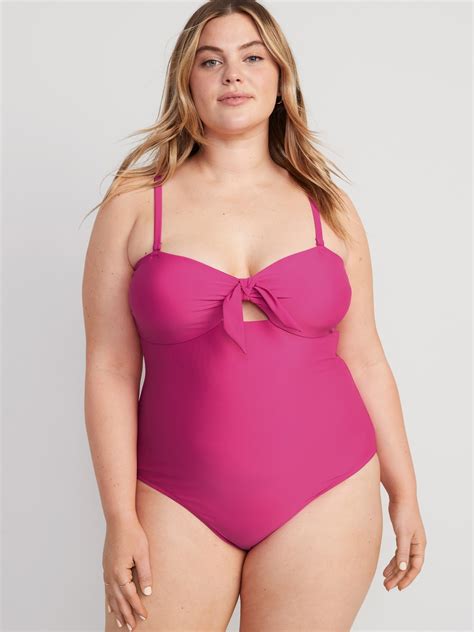 Tie Front Keyhole Bandeau Style One Piece Swimsuit Old Navy