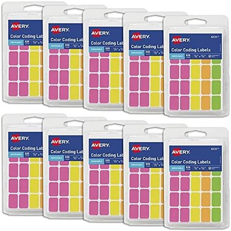 Amazon Com Avery Removable Color Coding Labels Rectangular Assorted Colors Pack Of 525