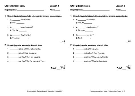 Brainy Kl4 Short Tests Unit 2 Lesson 4 Pdf