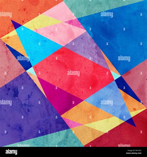 Abstract Watercolor Background With Geometric Color Objects And