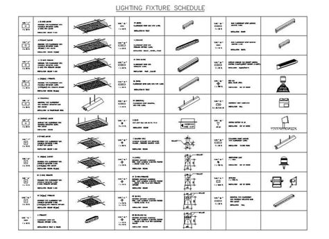 Lighting Fixture Schedule Auto Cad Drawing