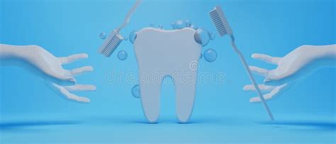 3d Object Illustration For Dentist Tooth With Tools Of Medical Health