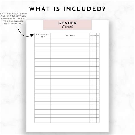 Gender Reveal Checklist Printable Gender Reveal Planner Printable Baby Event Planning Party