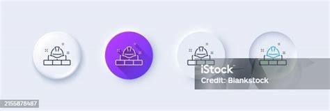 건설 빌더 라인 아이콘입니다 엔지니어 또는 건축가 헬멧 표지판입니다 선 아이콘 벡터 3차원 형태에 대한 스톡 벡터 아트 및 기타 이미지 3차원 형태 건설 기계류 건설