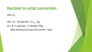 Decimal To Octal And Octal To Decimal Conversion PPTX