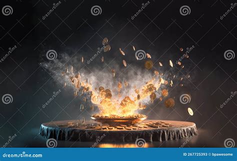 Explosive Success Podium With Gold Coins Exploding Generative Ai