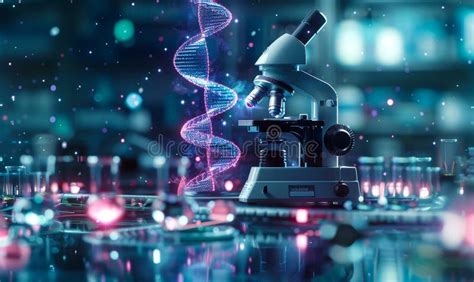 Biotech Lab Scientist Analyzing Dna Sequencing Samples Via Microscope