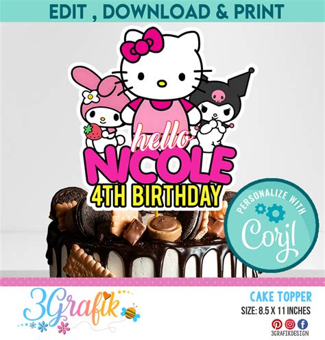 Hello Kitty Cake Topper Hello Kitty Party Hello Kitty Ideas