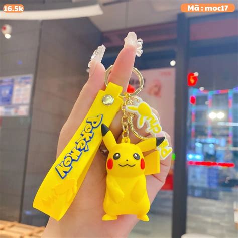 Móc Khóa Pikachu Dây Móc Dài 10cm Mô Hình Pikachu Cao 55cm