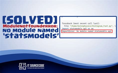 Modulenotfounderror No Module Named Statsmodels Solved