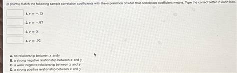 Solved 8 Points Match The Following Sample Correlation Chegg Com