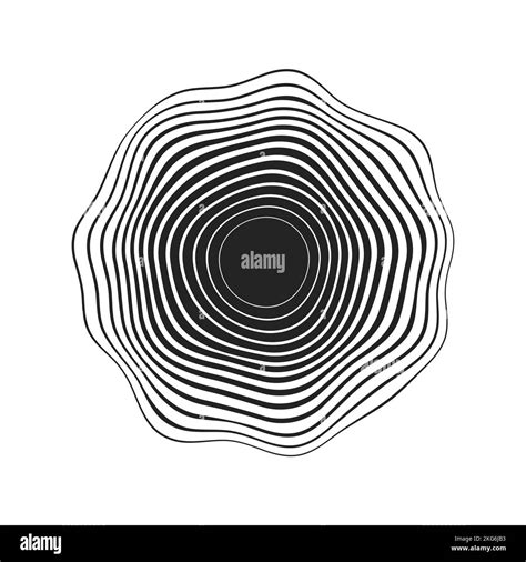 Black Concentric Wavy Lines That Makes A Rounded Abstract Organic Shape Halftone Lines With