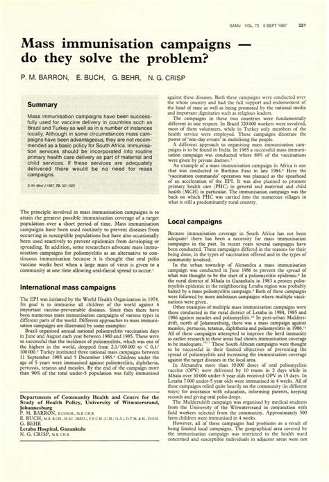 Pdf Mass Immunisation Campaigns Do They Solve The Problem