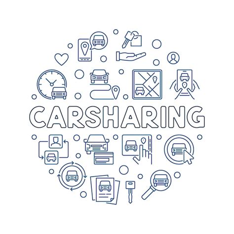 Premium Vector Carsharing Concept Circle Shaped Line Illustration Car Sharing Vector Banner