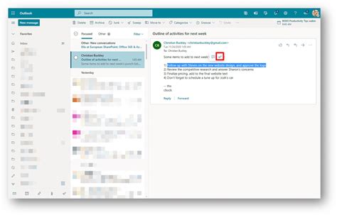 Productivity Tip Create Tasks From Text Within Outlook Email Buckleyplanet