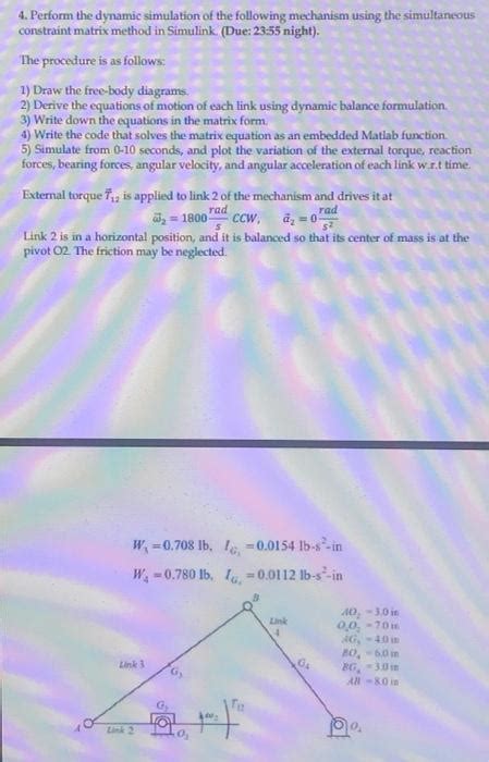 4 Perform The Dynamic Simulation Of The Following