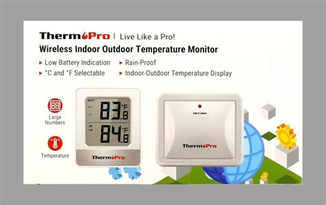 Thermopro Indoor And Outdoor Thermometer Wireless Range Up To 150m Theshop Pk