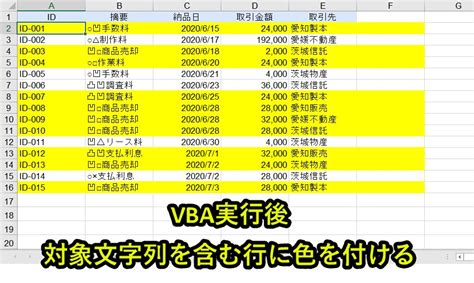 エクセルマクロvbaである特定文字列複数可を含む行の色を変更｜含まない行の色も変更