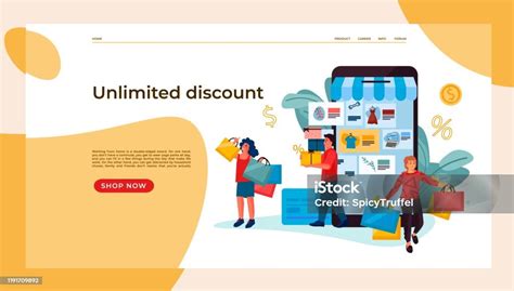 쇼핑 사람들 방문 페이지 쇼핑몰과 온라인 모바일에서 쇼핑하는 트렌디한 사람들 만화 인물과 벡터 전자 상거래 웹 페이지 3차원 형태에 대한 스톡 벡터 아트 및 기타 이미지