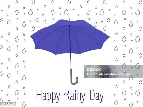 빗방울이 있는 우산과 좋은 하루를 기원합니다 배너를 위한 벡터 템플릿 격리된 배경에 엽서 가을에 대한 스톡 벡터 아트 및 기타 이미지 Istock
