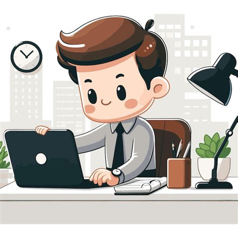 Premium Vector Businessman Working On Laptop Computer In Office 3d Character Cartoon Illustration