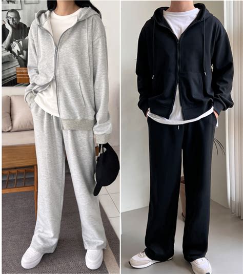 으니샵 2컬러2사이즈 투웨이후드집업스트링와이드팬츠 세트코디 남여공용 후드집업세트 바지세트 상하세트 셋업 남자투웨이후드집업 여자투웨이후드집업 와이드팬츠 스트링팬츠 조거