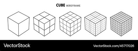 Wireframe Cube With Different Structure Royalty Free Vector