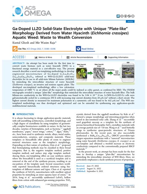 Pdf Ga Doped Llzo Solid State Electrolyte With Unique “plate Like” Morphology Derived From
