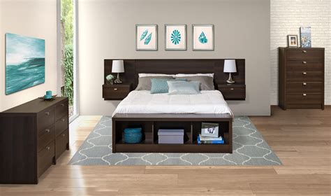 Series 9 Designer Floating Queen Headboard With Nightstands By Prepac
