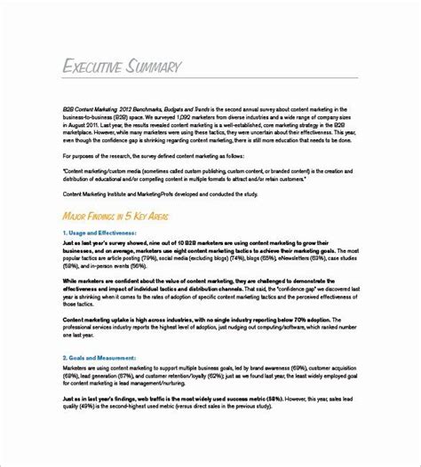 B2b Marketing Plan Template Elegant Marketing Plan Executive Summary Template 16 Free Pdf