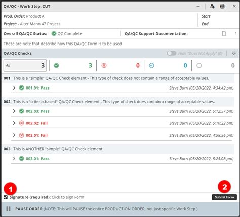 QA QC Forms Manufacton Support