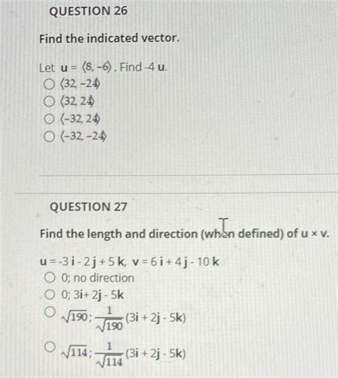 Solved QUESTION Find The Indicated Vector Let U Chegg Com