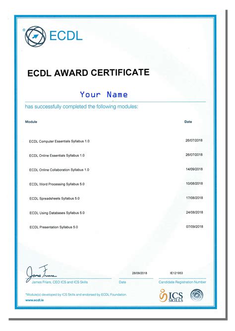 Ecdl Certificate Ecdl Course