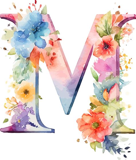Premium Vector A Letter M Is Painted With Flowers And The Letter M