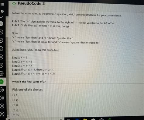 Solved To Test End Pseudocode 1 For Questions 10 15 You