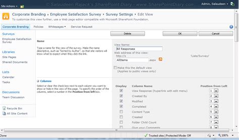 How To Edit Sharepoint Survey All Responses View Sharepoint Diary