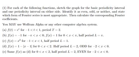 solved 1 for each of the following functions sketch the