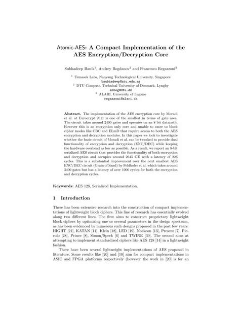 pdf atomic aes a compact implementation of the aes encryption · atomic aes a compact