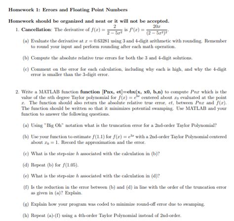 Homework Errors And Floating Point NumbersHomework Chegg Com