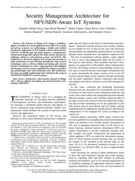 security management architecture for nfv sdn aware iot systems pdf