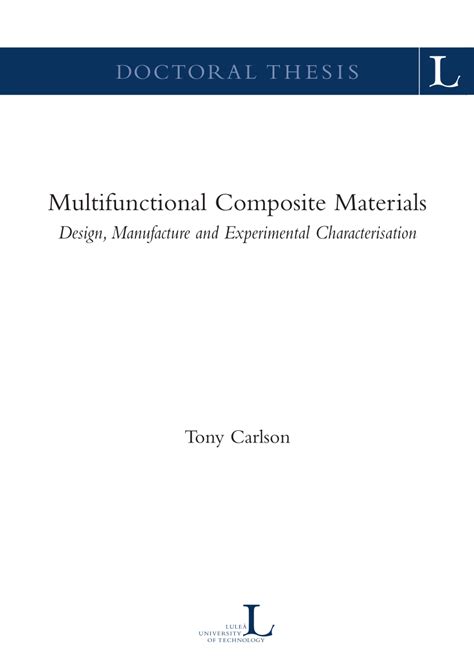 Pdf Multifunctional Composite Materials Design Manufacture And Experimental Characterisation