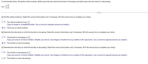 Solved For The Function Below Find A The Critical Numbers