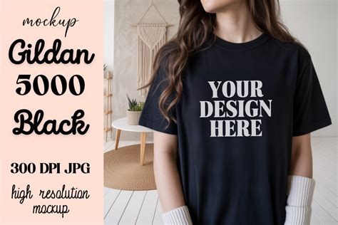 Black Gildan 5000 T Shirt Mockup 2 Graphic By Best Pod Mockup