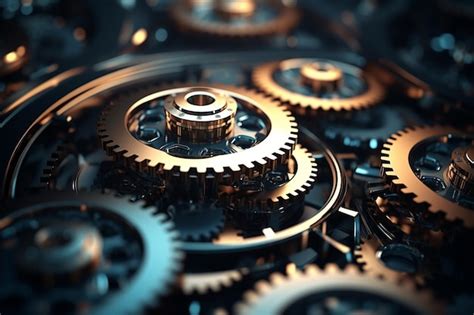 상호 연결된 기어의 추상적인 표현 Sy 00028 02 프리미엄 사진