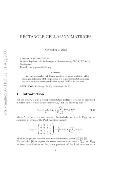 Pdf Rectangle Gell Mann Matrices Ra Ra