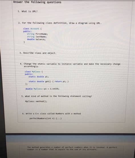 Solved Answer The Following Questions 1 What Is Uml 2 For