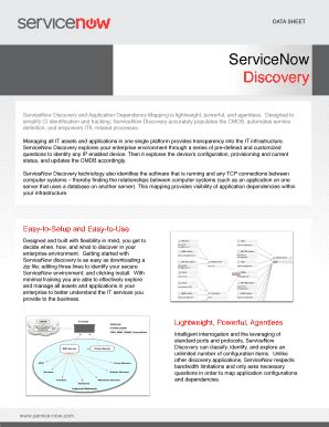 Fillable Online ServiceNow Discovery And Application Dependency Mapping Is Lightweight Powerful